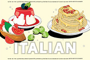 Fun Italian Food Vector Illustration, a Food Illustration by GemPortella
