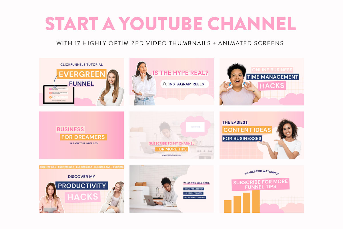 YouTube Creator Branding Templates Pack for Canva