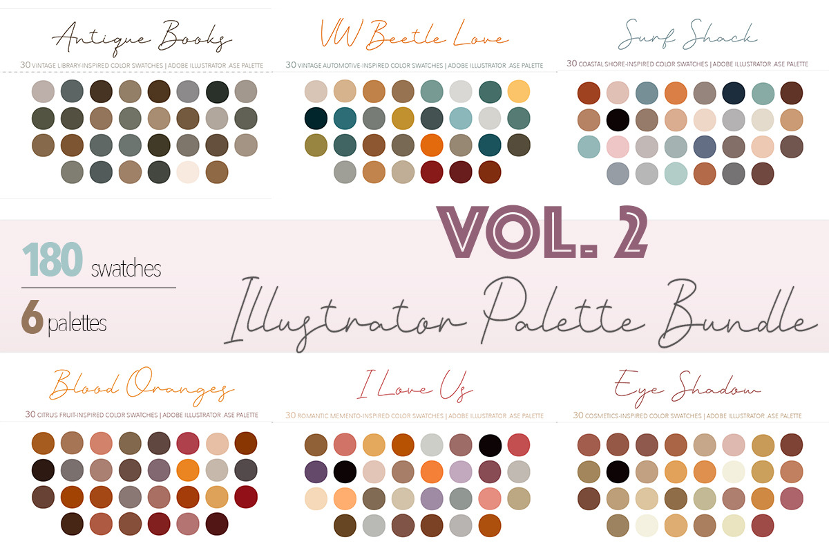 Illustrator Color Palette Bundle V2, a Palette Add-On by Jennadesigns