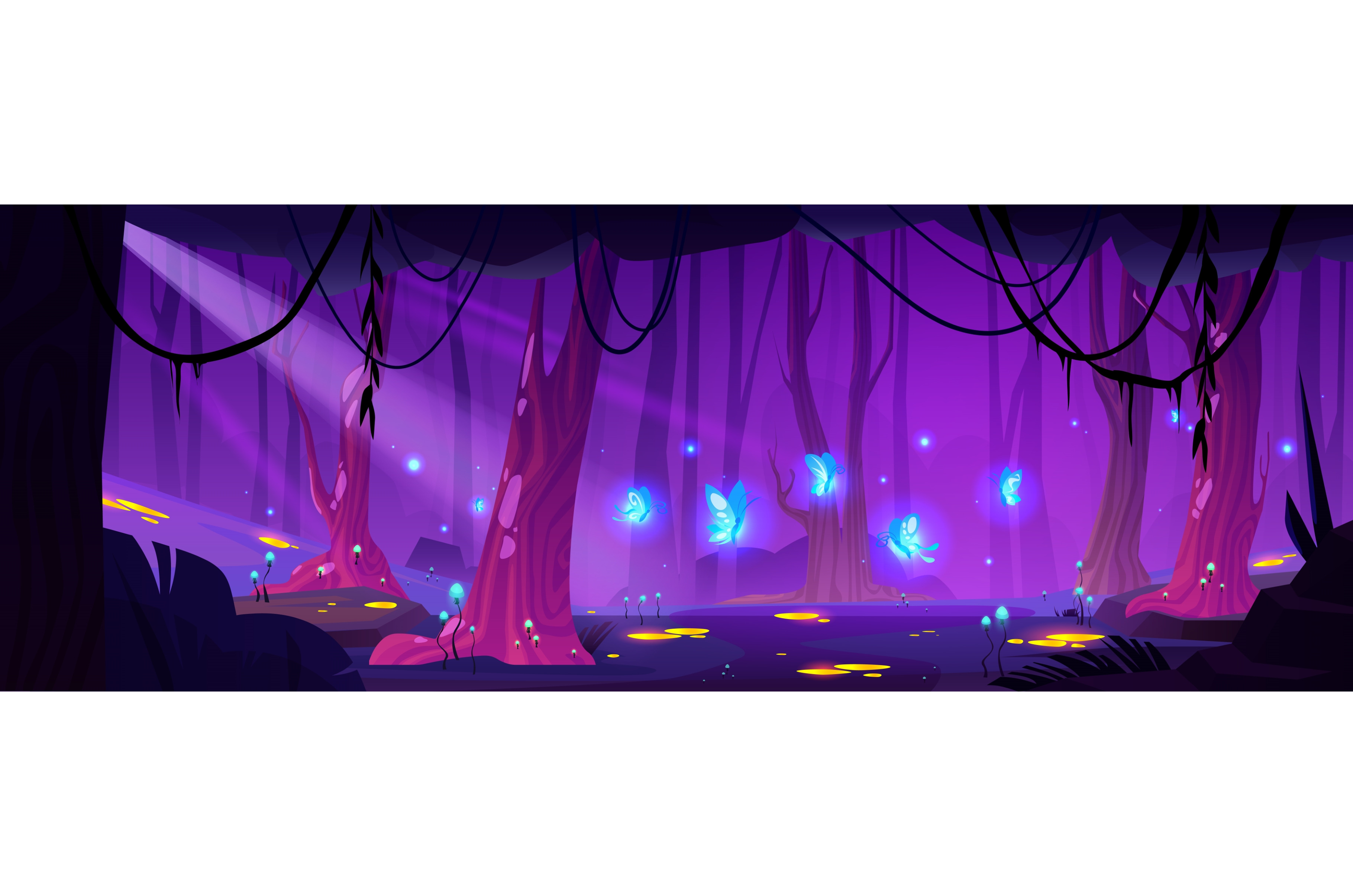 Magic night forest landscape cartoon, an Object Illustration by art PVP ...