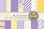 Lemon and Lavender Digital Papers, a Pattern Graphic by JennyL Designs ...