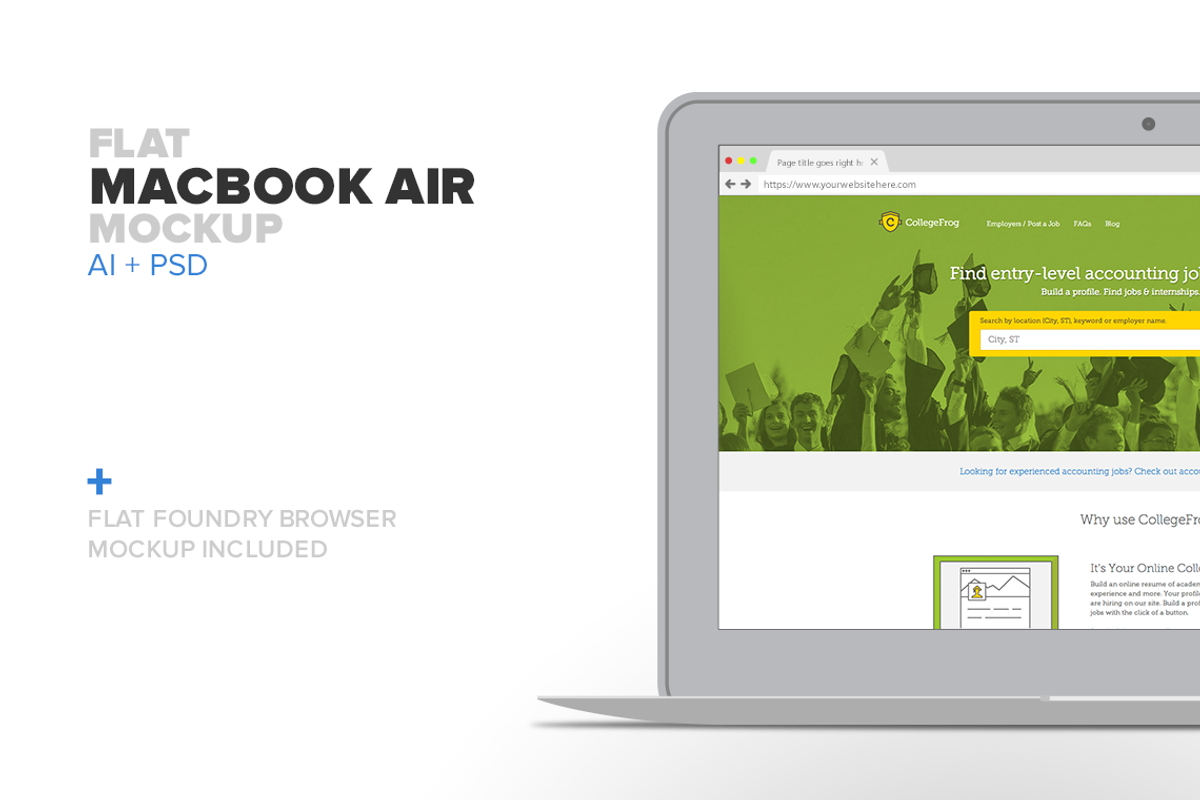 Flat Macbook Air Mockup, a Mac Mockup by Foundry Design Co.