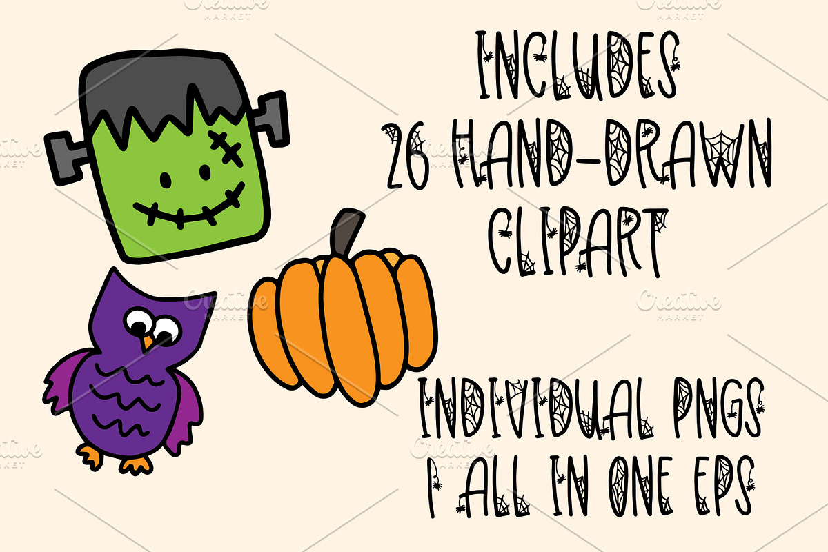 Hand Drawn Halloween Clipart, an Illustration by Affinity Grove