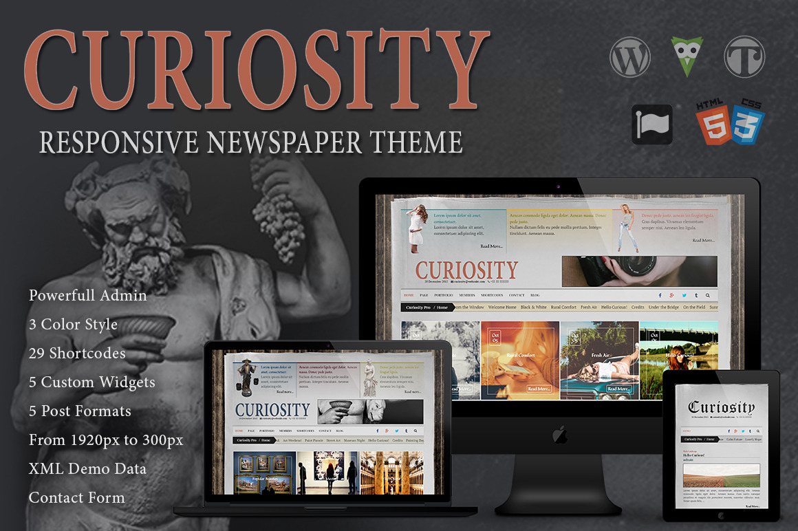Curiosity Responsive Newspaper Theme, a WordPress Template by Webzakt