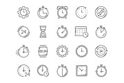 Timer clock, stopwatch outline icons, an Illustration by Vector Tradition