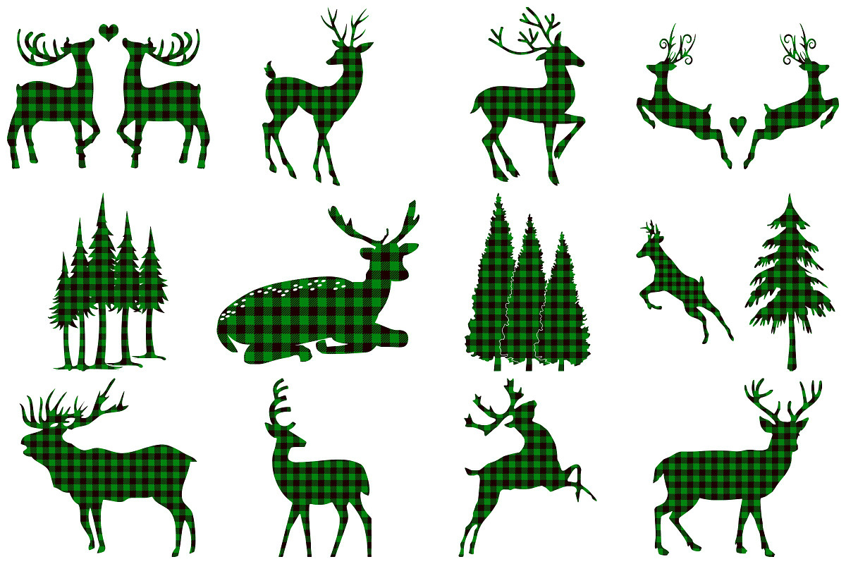 Green Buffalo Plaid Deer/Forest, an Animal Illustration by ...