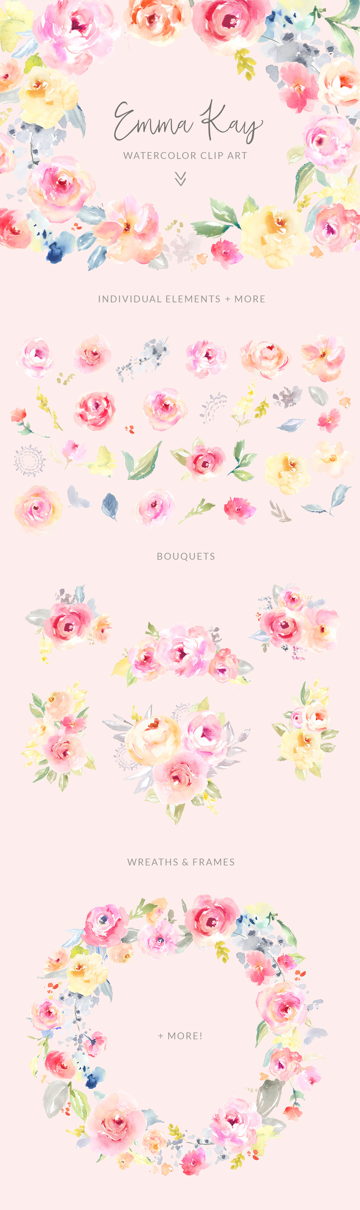 Emma Kay Watercolor Clip Art Flower, an Illustration by Angie Makes