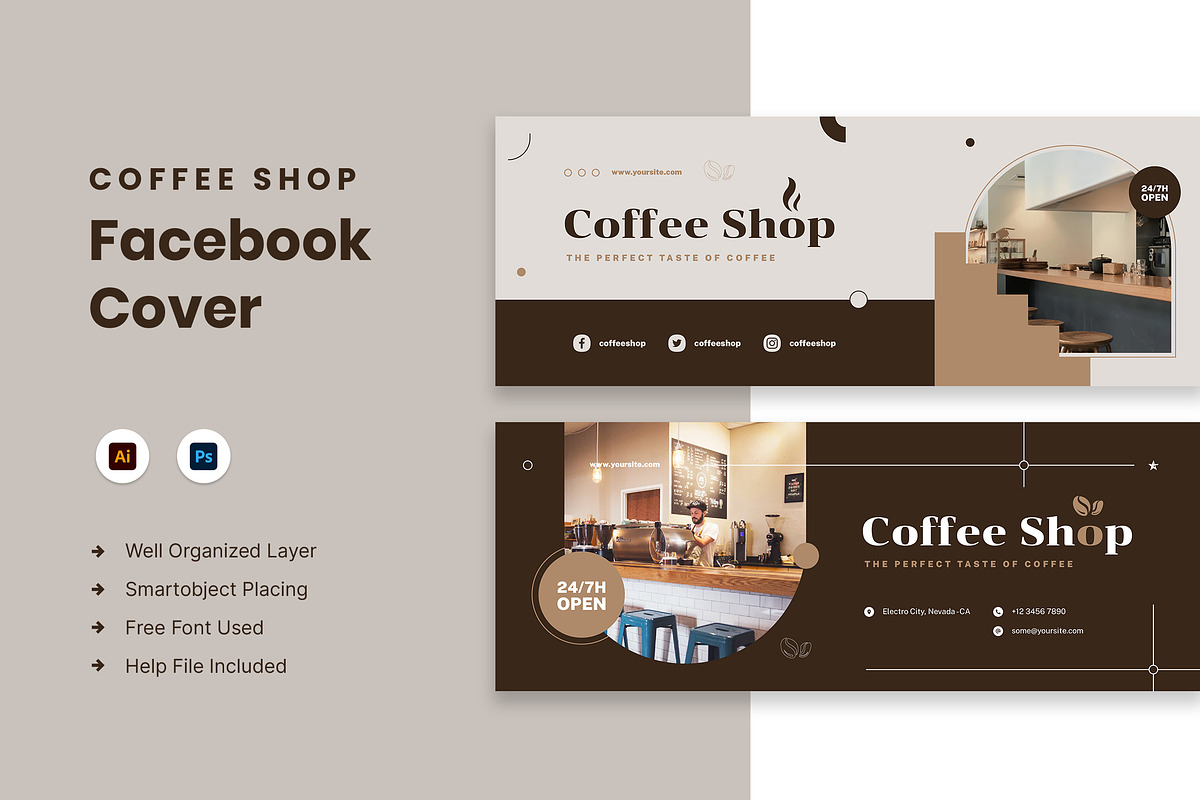 Coffee Shop Facebook Cover, a Social Media Template by Rahardi Creative