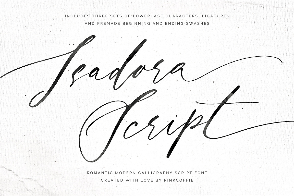 Isadora I Rustic Wedding Script Font, a Script Font by Pink Coffie