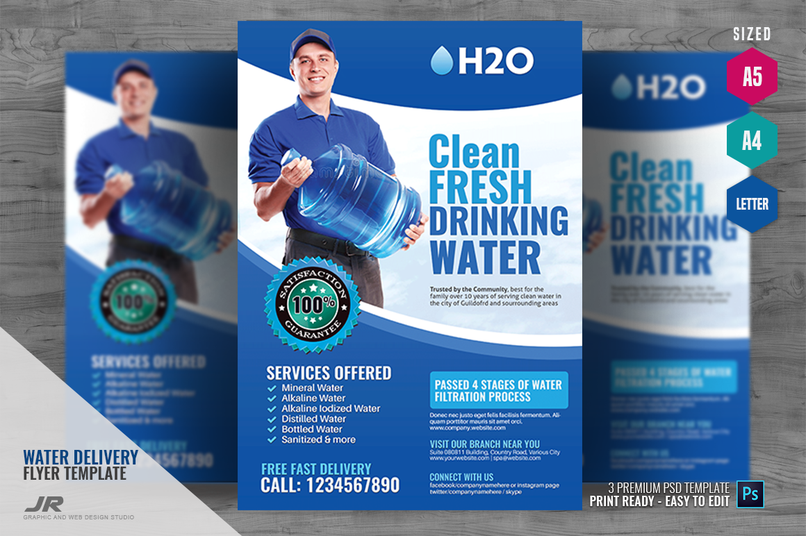 Watery Delivery Services Flyer, a Flyer Template by PSDPixel