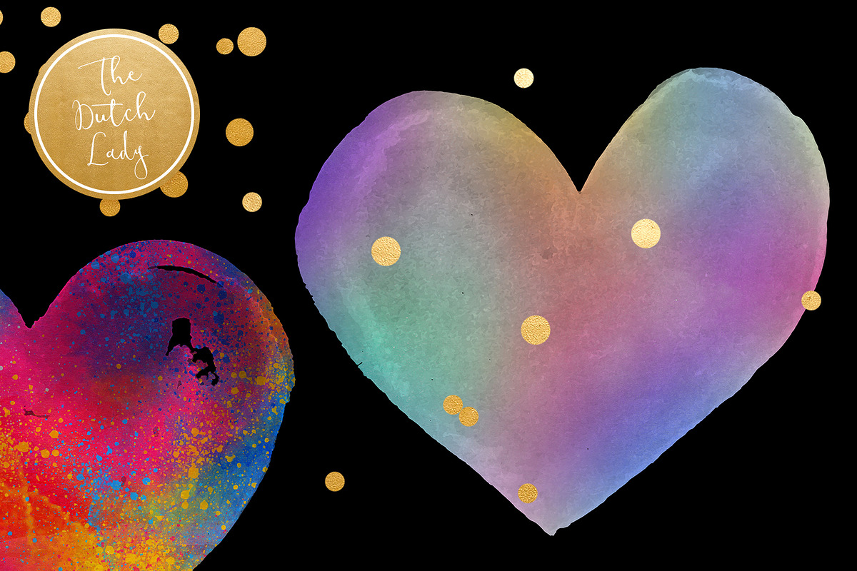 Valentine Rainbow Heart Clipart Set, a Decorative Illustration by The ...