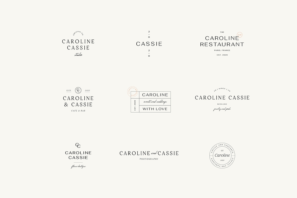 Caroline Minimal Logo Kit Ai,Eps,Psd, a Branding & Logo Template by ...