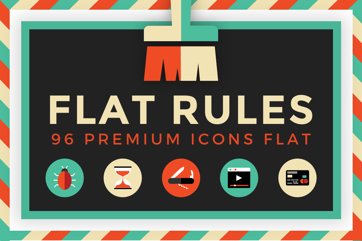 Flat Rules - 96 Premium Icons Flat, a Graphic by SRPACDY