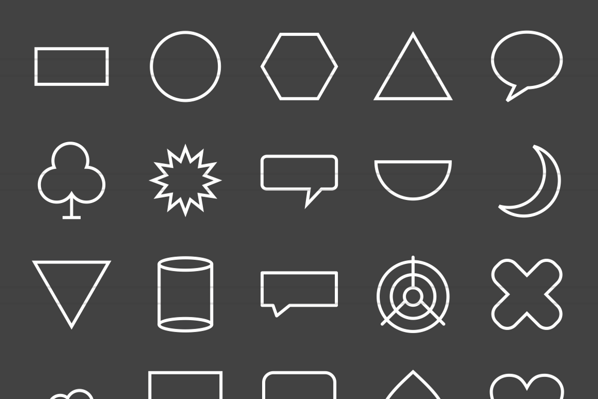 50 Shapes & Geometry Line Inverted, an Outline Icon by IconBunny