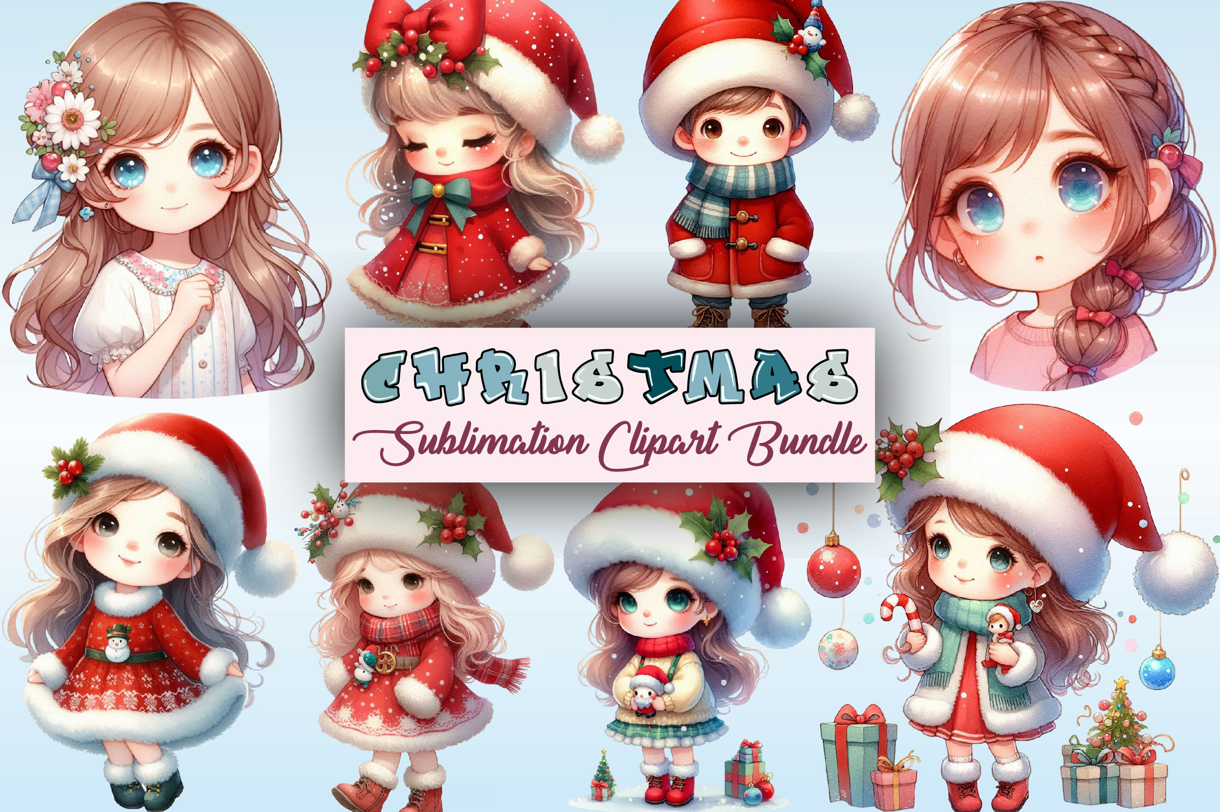 Cute Christmas Little Girl Clipart, a Graphic by CitraGraphics