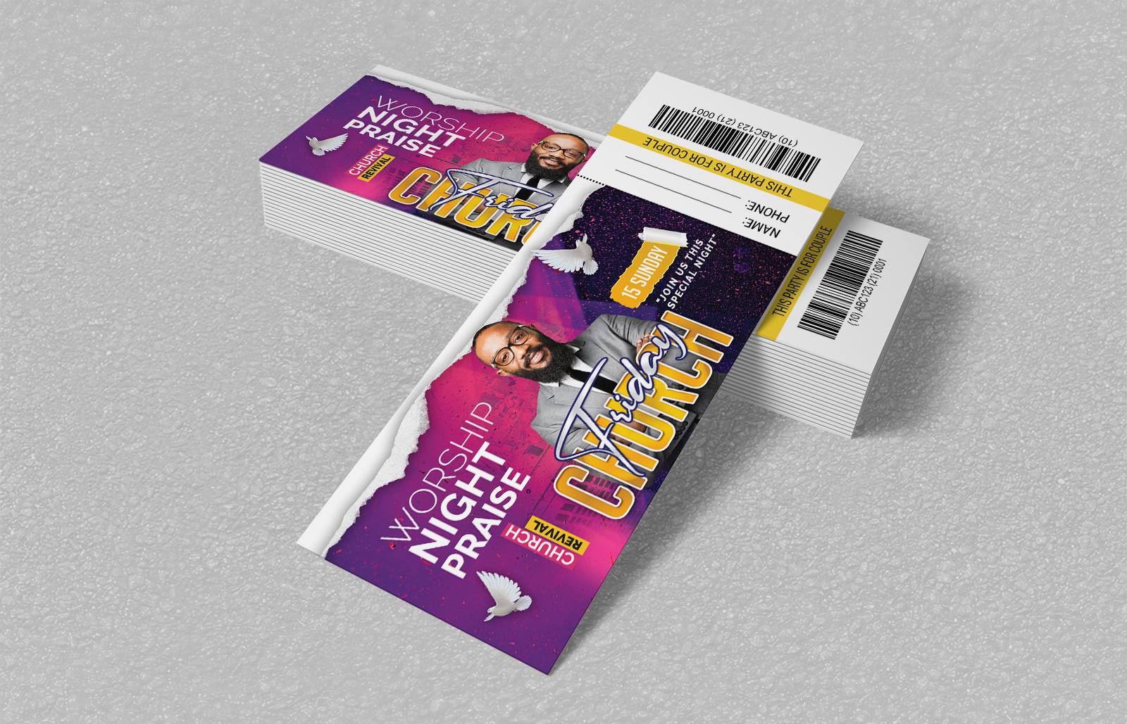 Church Conference Tickets, a Card Template by Psd Templates