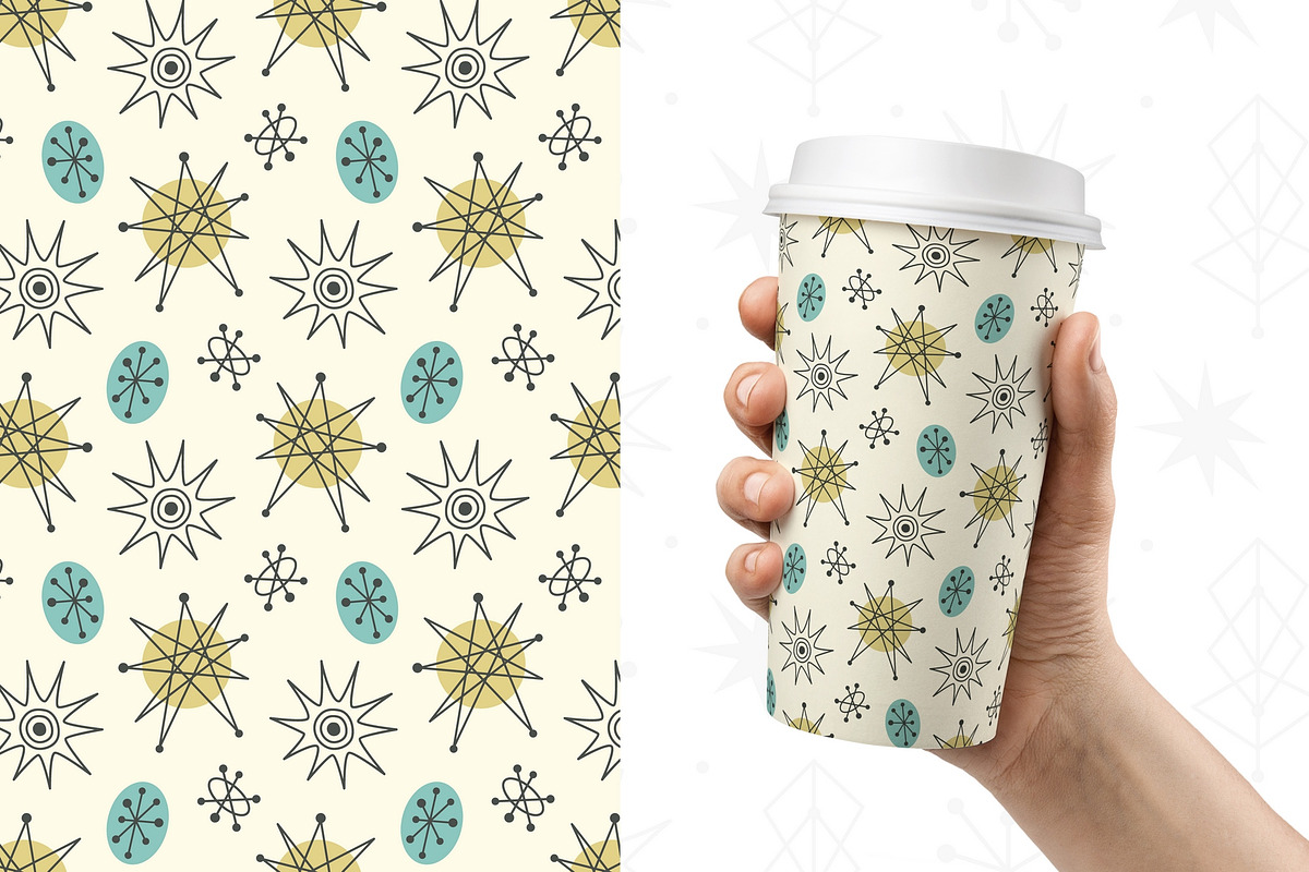 12 Mid Century 1950s Atomic Patterns, a Pattern Graphic by Katrinelly