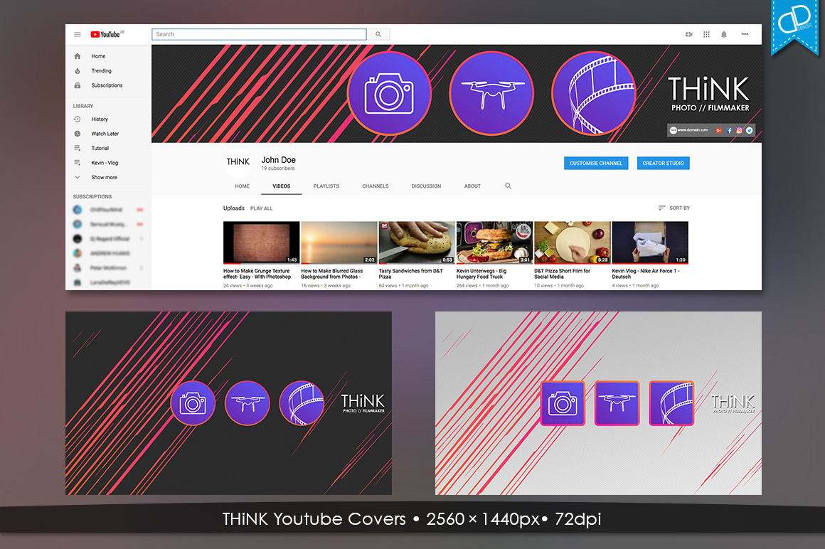THiNK Youtube Covers, a Social Media Template by cDDesign