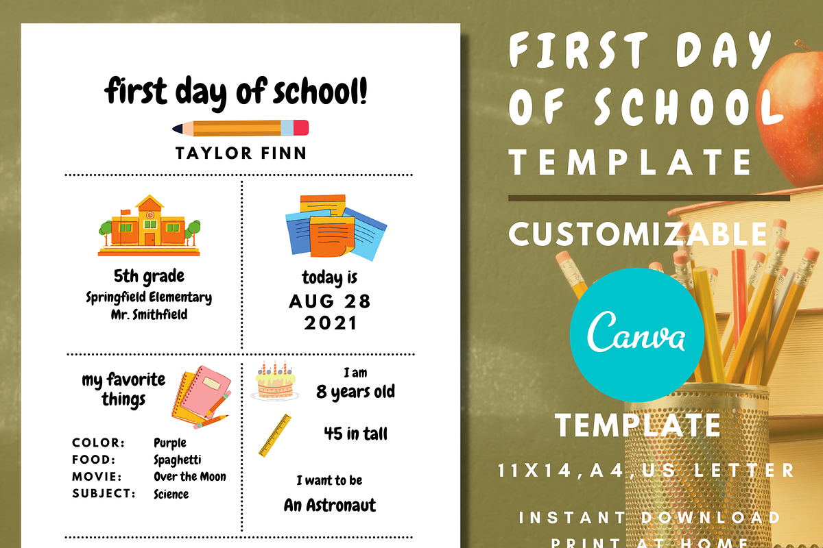 First Day of School Poster for Canva, a Flyer Template by Minva Themes