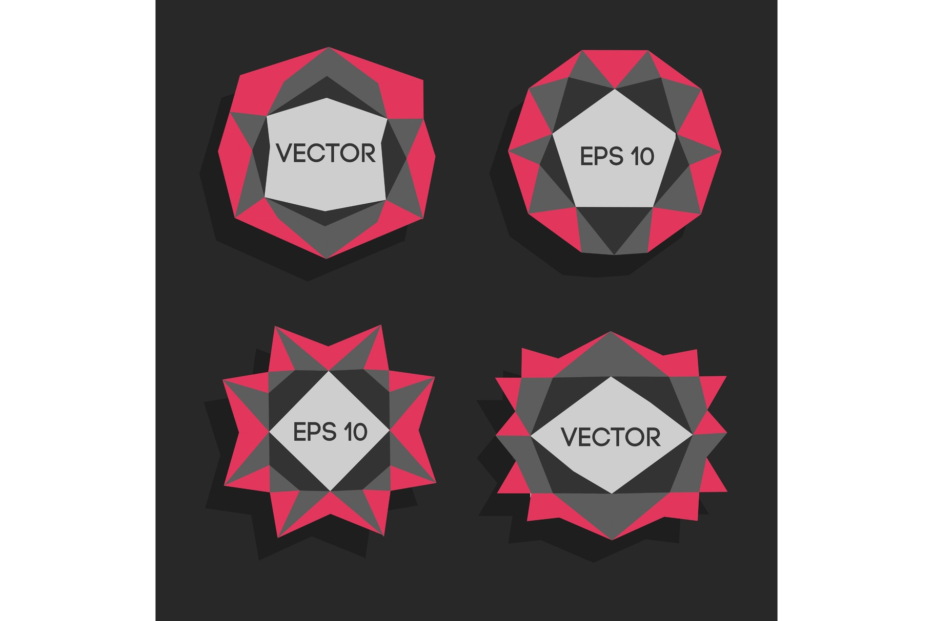 Abstract low poly modern labels. Vector low poly frame with space for ...