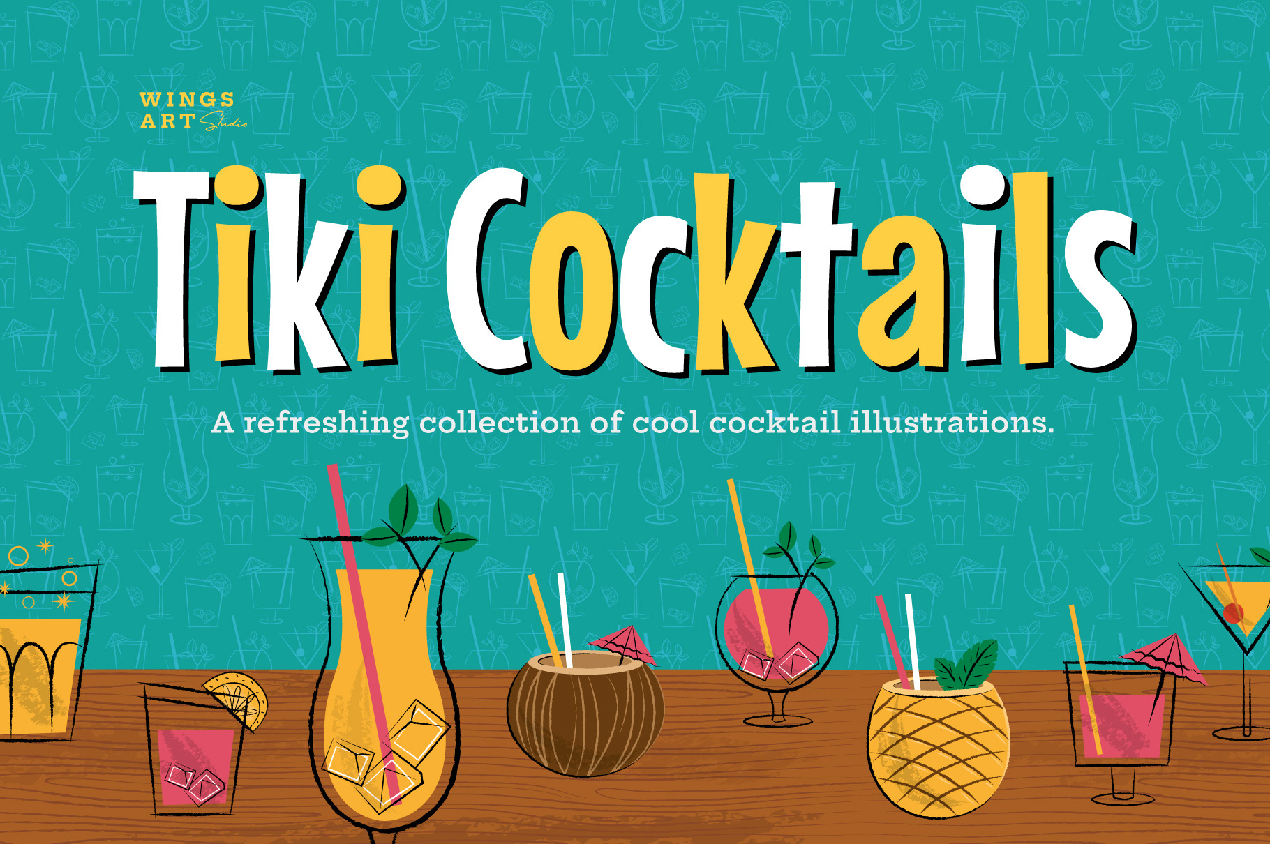 Tiki Cocktail Party Illustrations, a Food Illustration by Wingsart ...