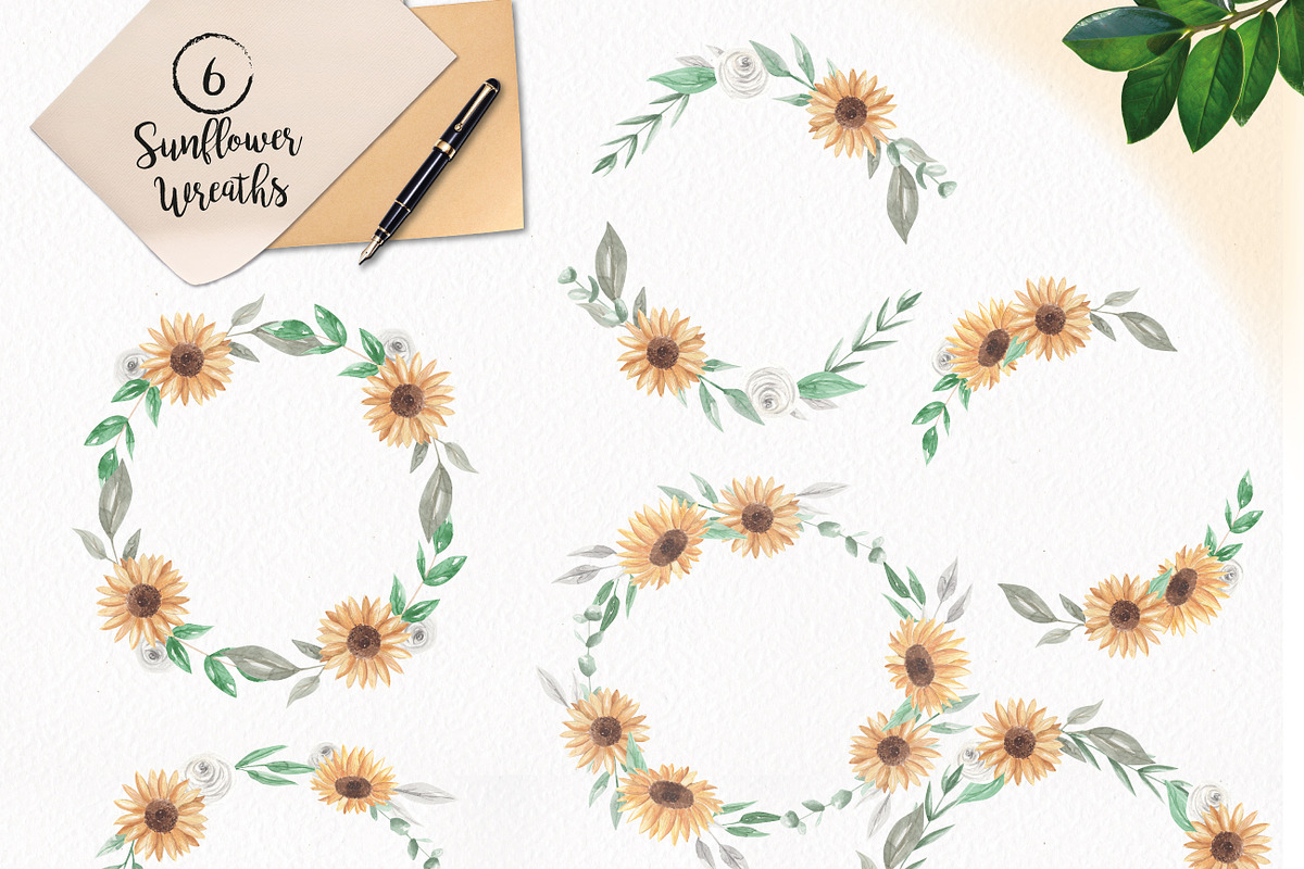 Sunflower Watercolor Clipart Floral, an Illustration by Bloomella ...