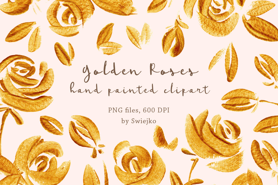 Golden Roses clipart set, an Illustration by swiejko