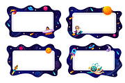 Cartoon frames, space landscape, a Technology Illustration by Vector ...