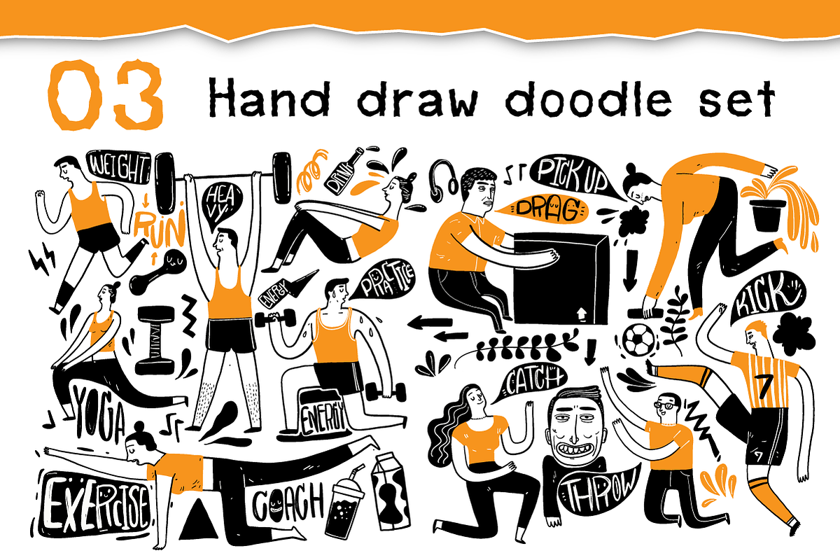 Hand Draw Doodle Set, a Person Illustration by Huza Studio