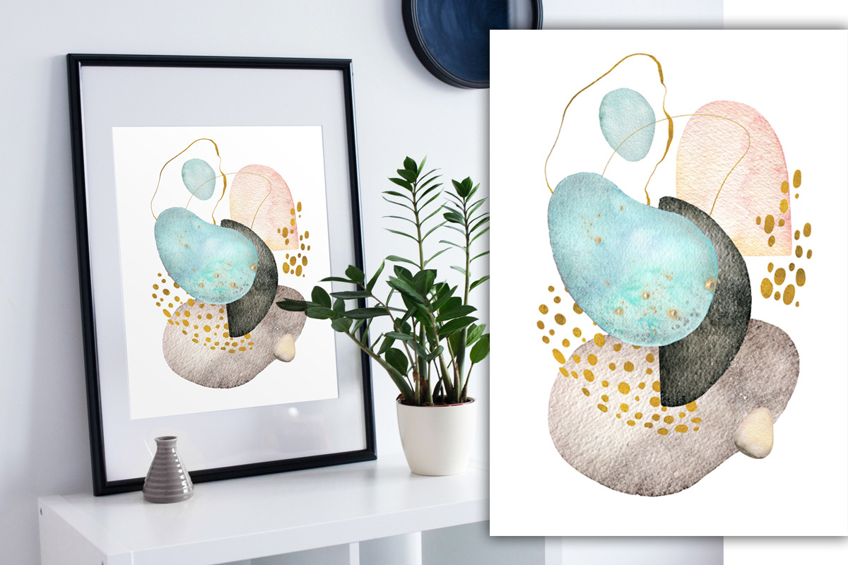 Abstract Watercolor and gold shapes, an Object Graphic by SimpleWishesArt