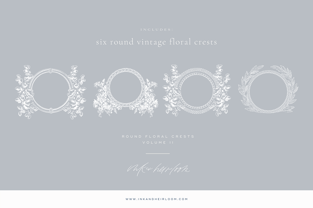 Round Floral Crests - Volume 2, an Illustration by Loren Schmidt Studio