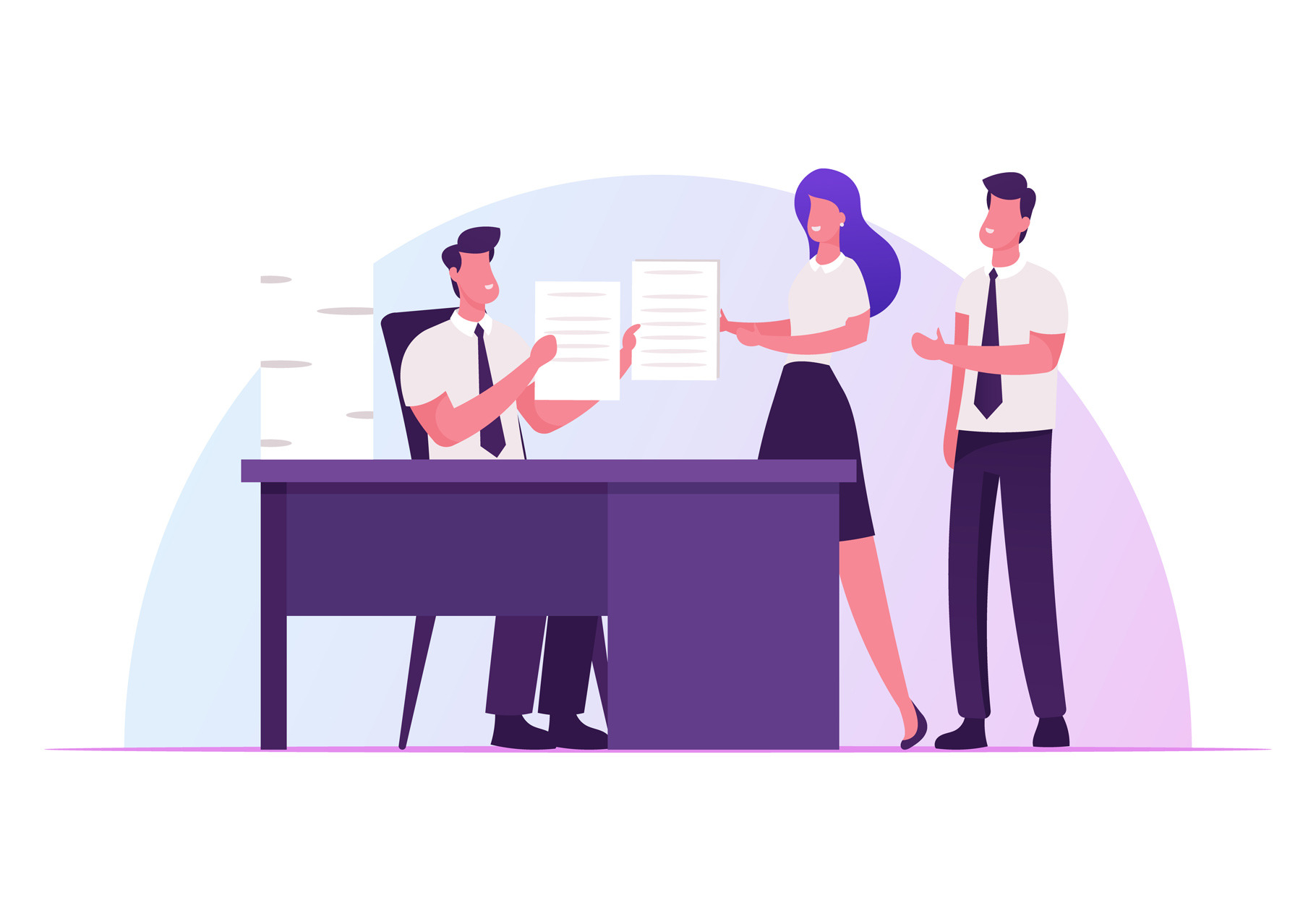 Company Boss Sitting at Office Desk, a Work Illustration by Double Bubble