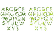 Font set with leaves, an Illustration by UVAconcept