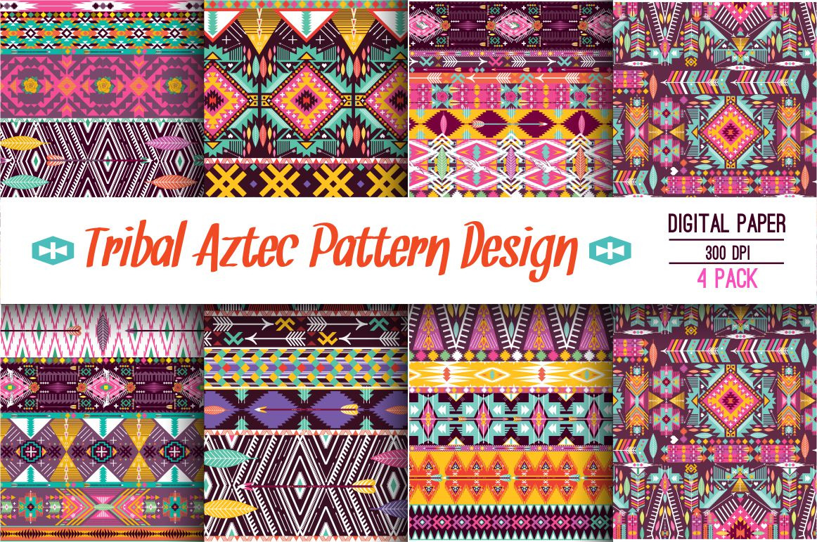 Collection Bright Aztec Patterns, a Pattern Graphic by tomuato