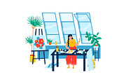 Room draw, window interior, studio | Object Illustrations ~ Creative Market