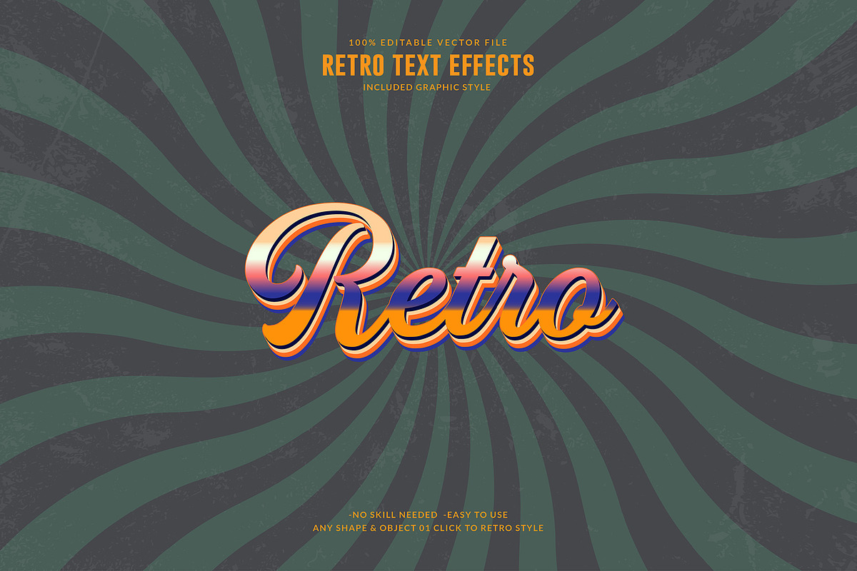 Editable Retro Vector Text Effect