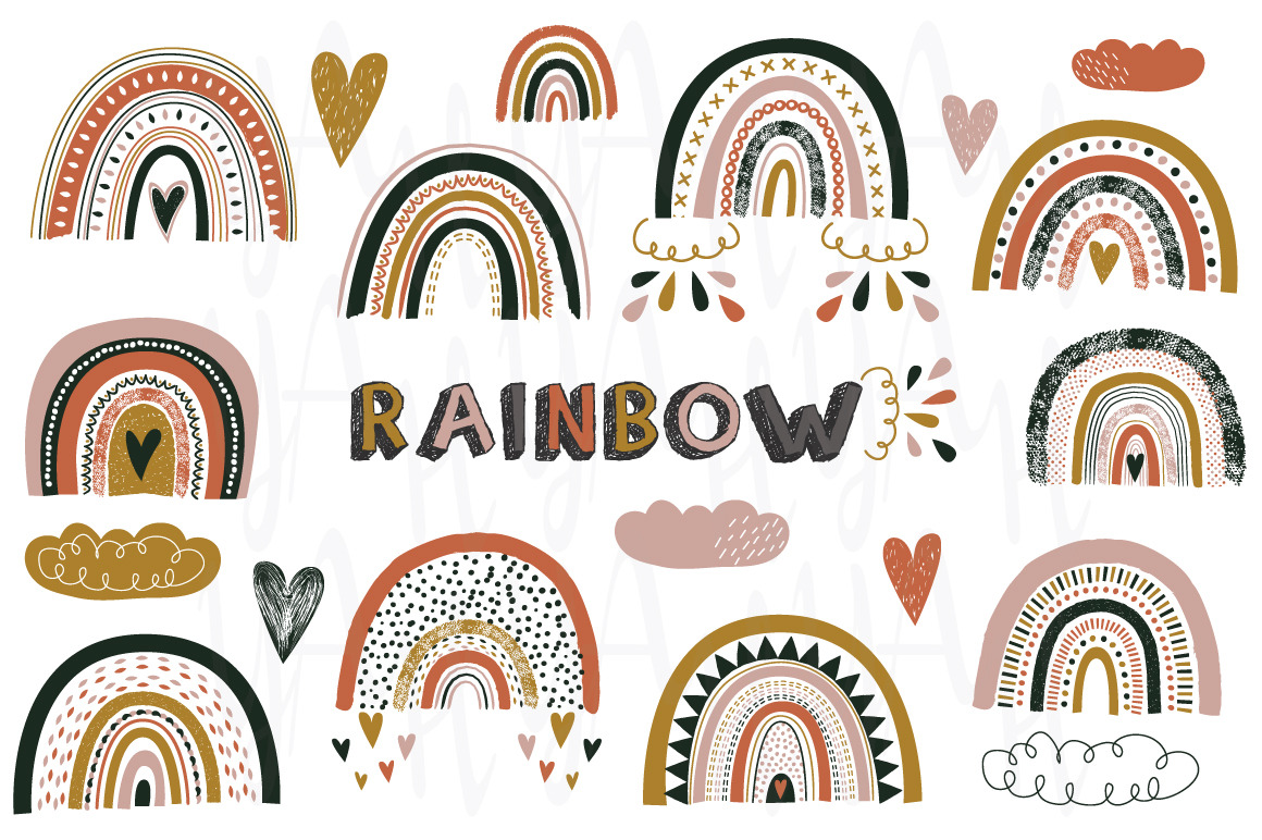 Cute Boho Rainbow Elements, an Illustration by YenzArtHaut