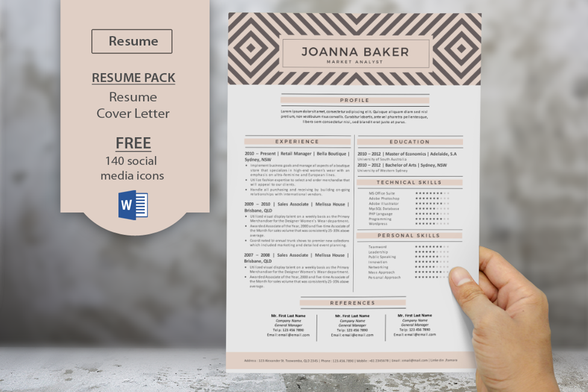Geometric pattern resume cover, a Resume Template by Inkpower