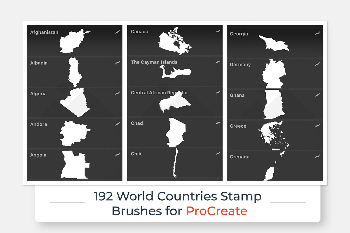 Country Maps Brushes for ProCreate, a Brush Add-On by Character