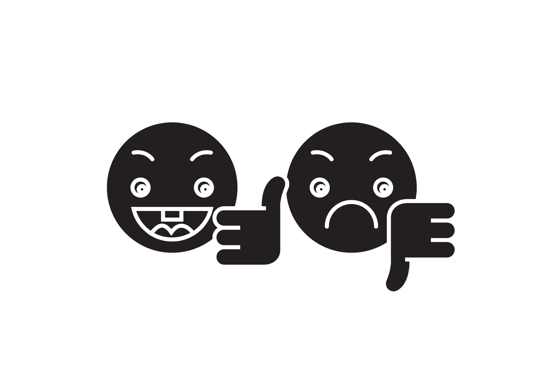 Thumbs up, down emoji black vector, a Technology Illustration by urban icon