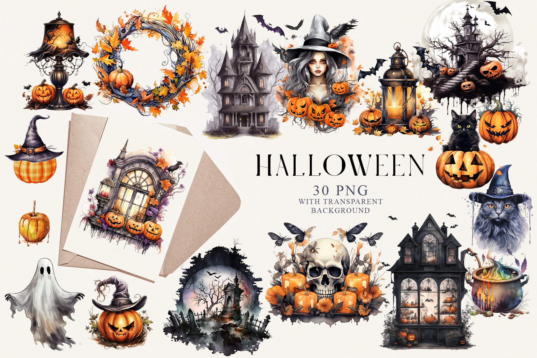 Halloween Clipart PNG, a Decorative Illustration by Vasmila