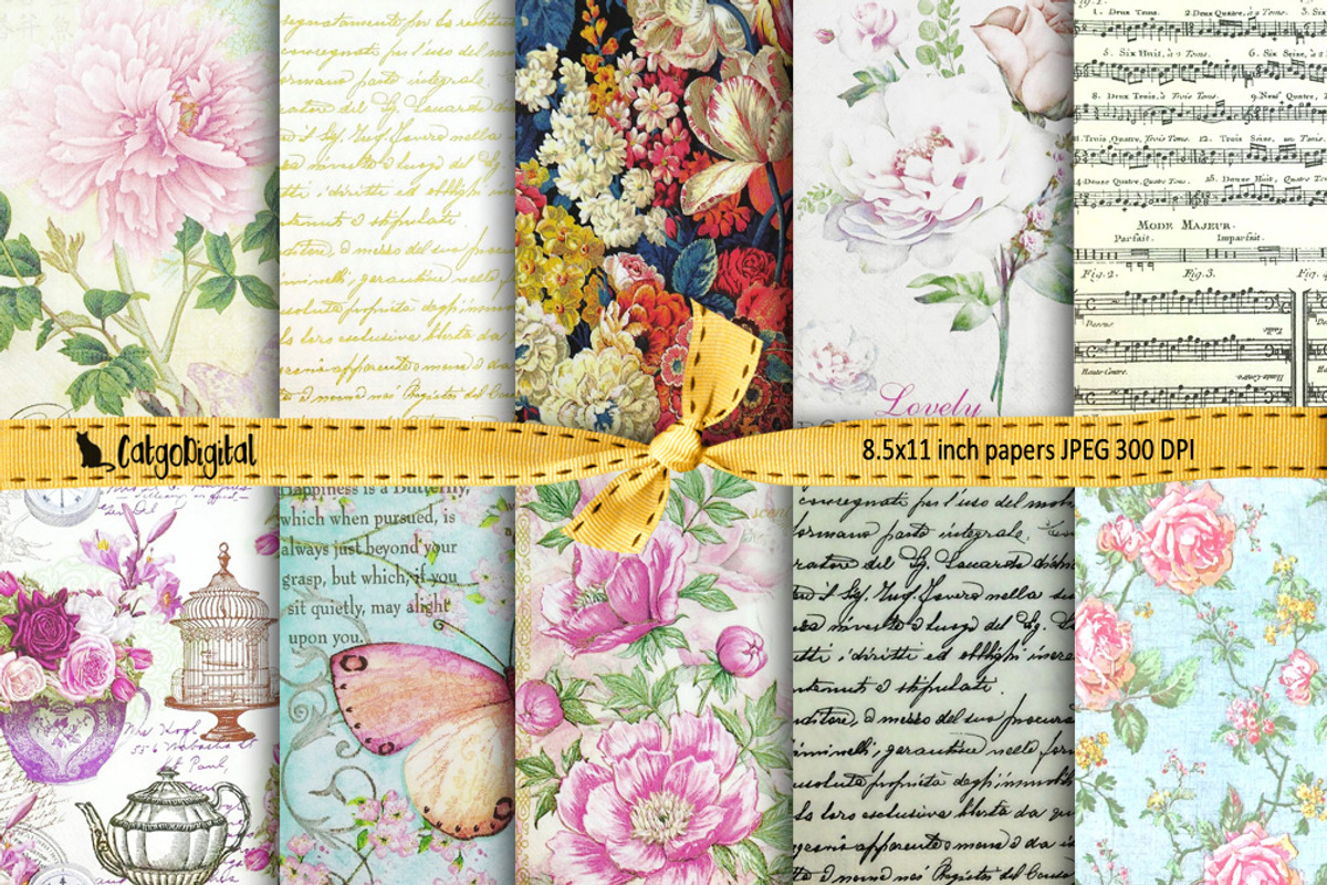 Printable Digital Papers Bundle, a Texture Graphic by CatgoDigital