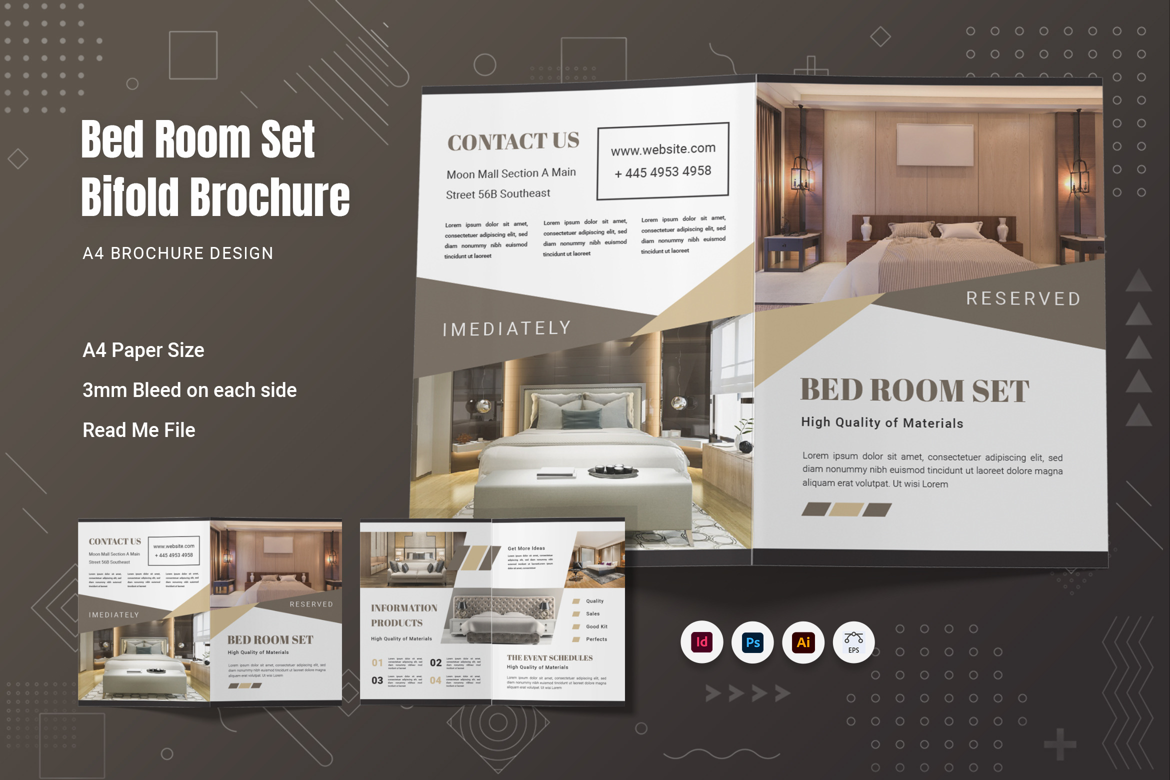 Bed Room Set Bifold Brochure | Brochure Templates ~ Creative Market